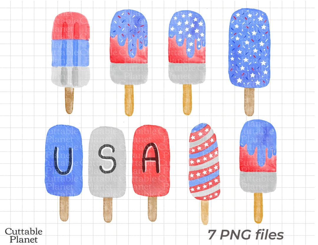 4th of July Popsicle Png, Watercolor Popsicle Png, Transparent ...