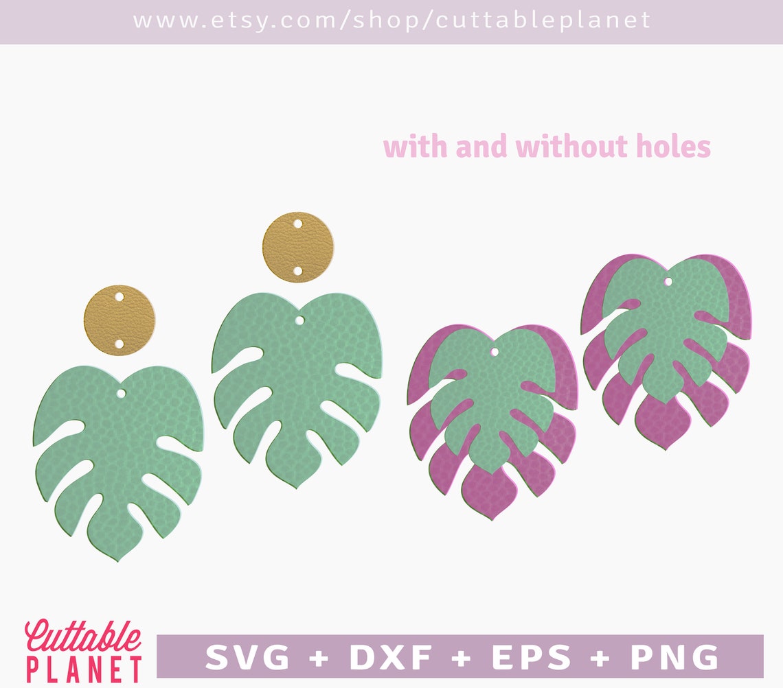 Monstera Earring Template Svg Dxf Eps Png Instant - Etsy