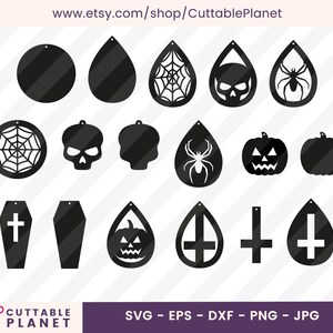 Halloween Earrings Bundle Template Svg, Dxf, Eps, Png, Jpg, Pumpkin ...