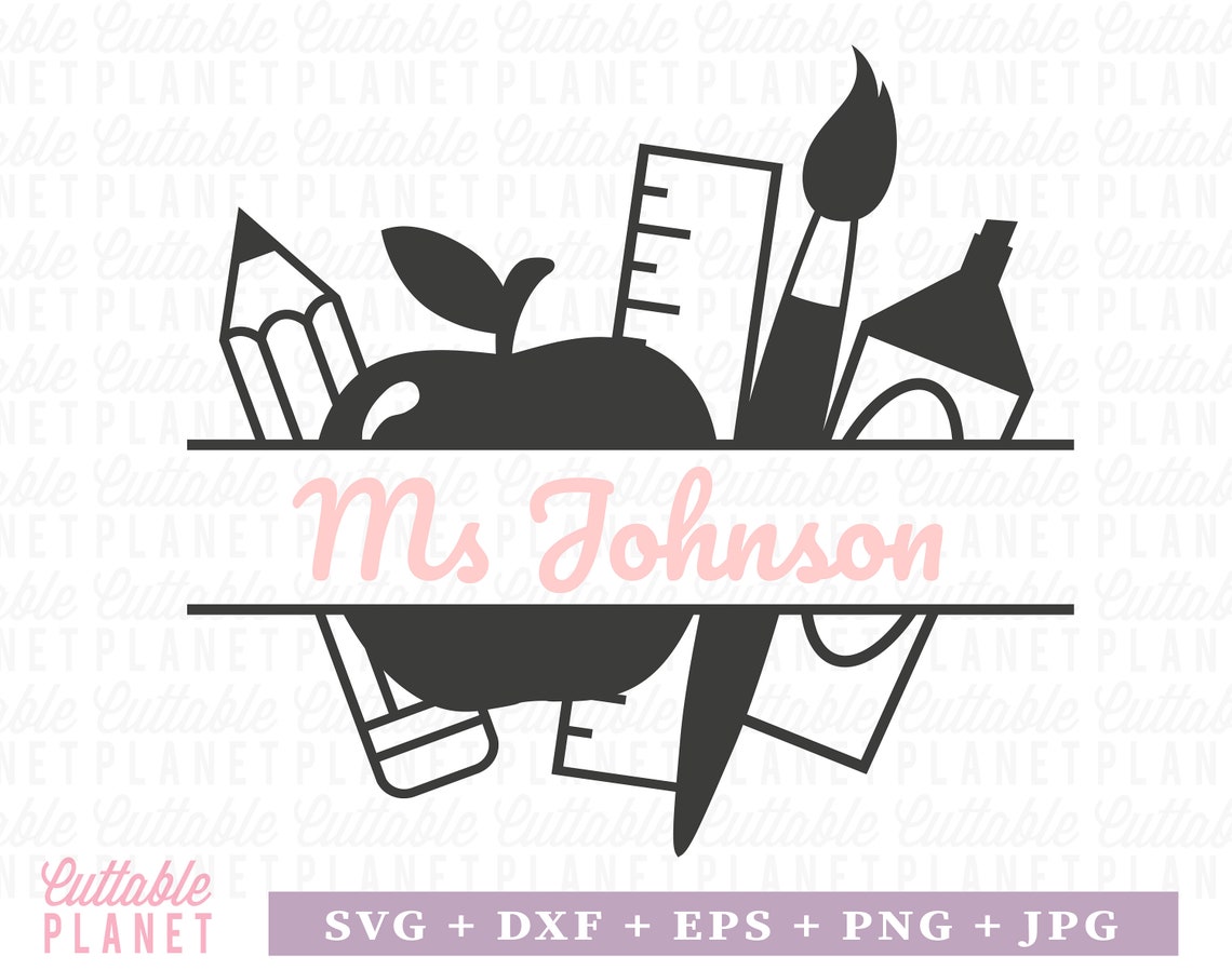 Teacher Split Monogram Svg teacher Linear Monogram Svg Dxf - Etsy