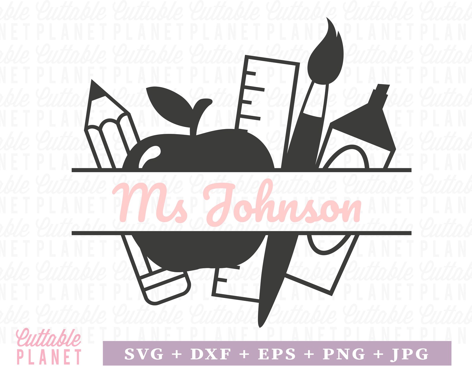 Teacher Split Monogram Svg teacher Linear Monogram Svg Dxf - Etsy