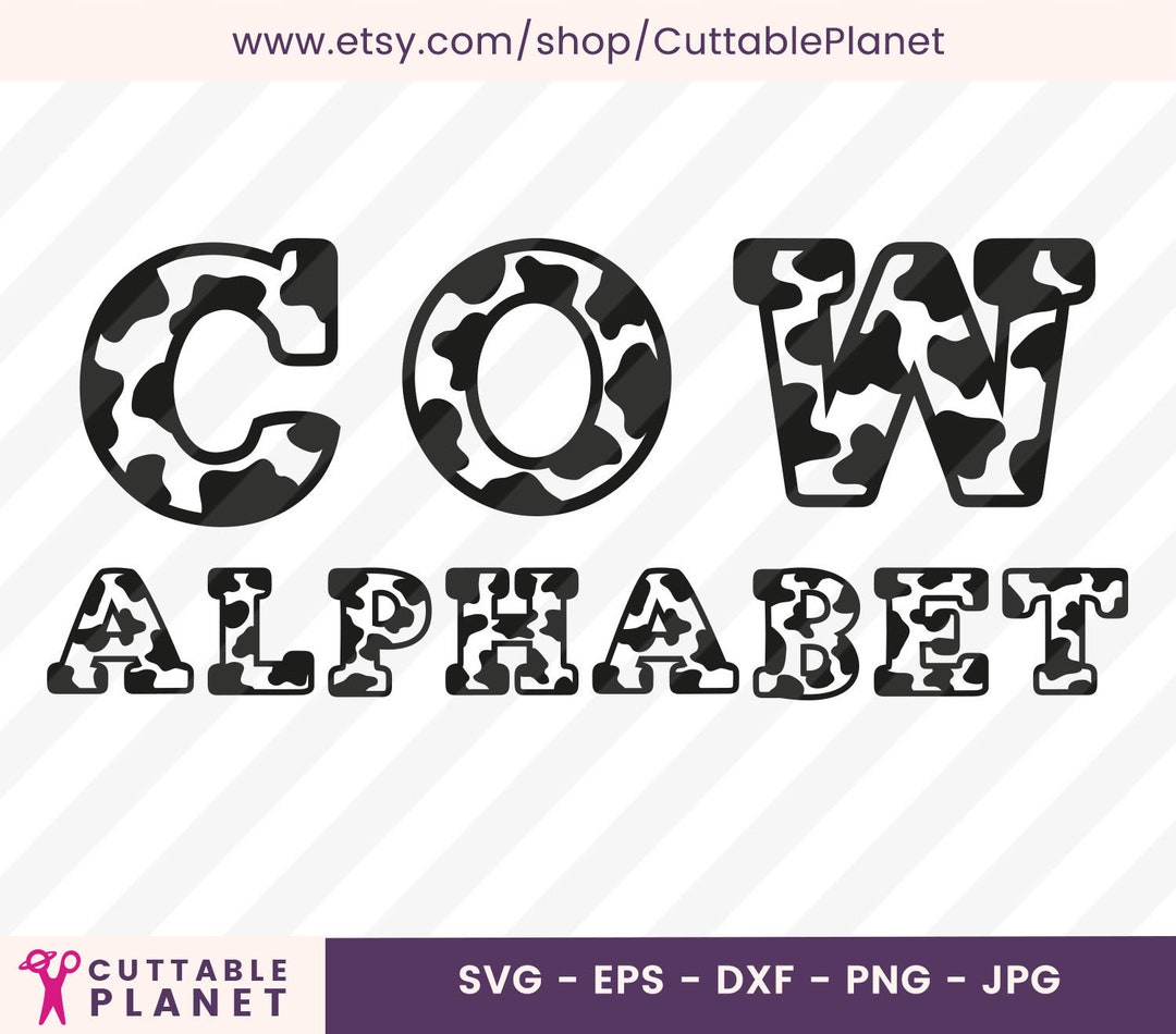 Cow Alphabet Svg, Dxf, Eps, Png, Jpg, Cow Letters Svg, Cow Alphabet ...