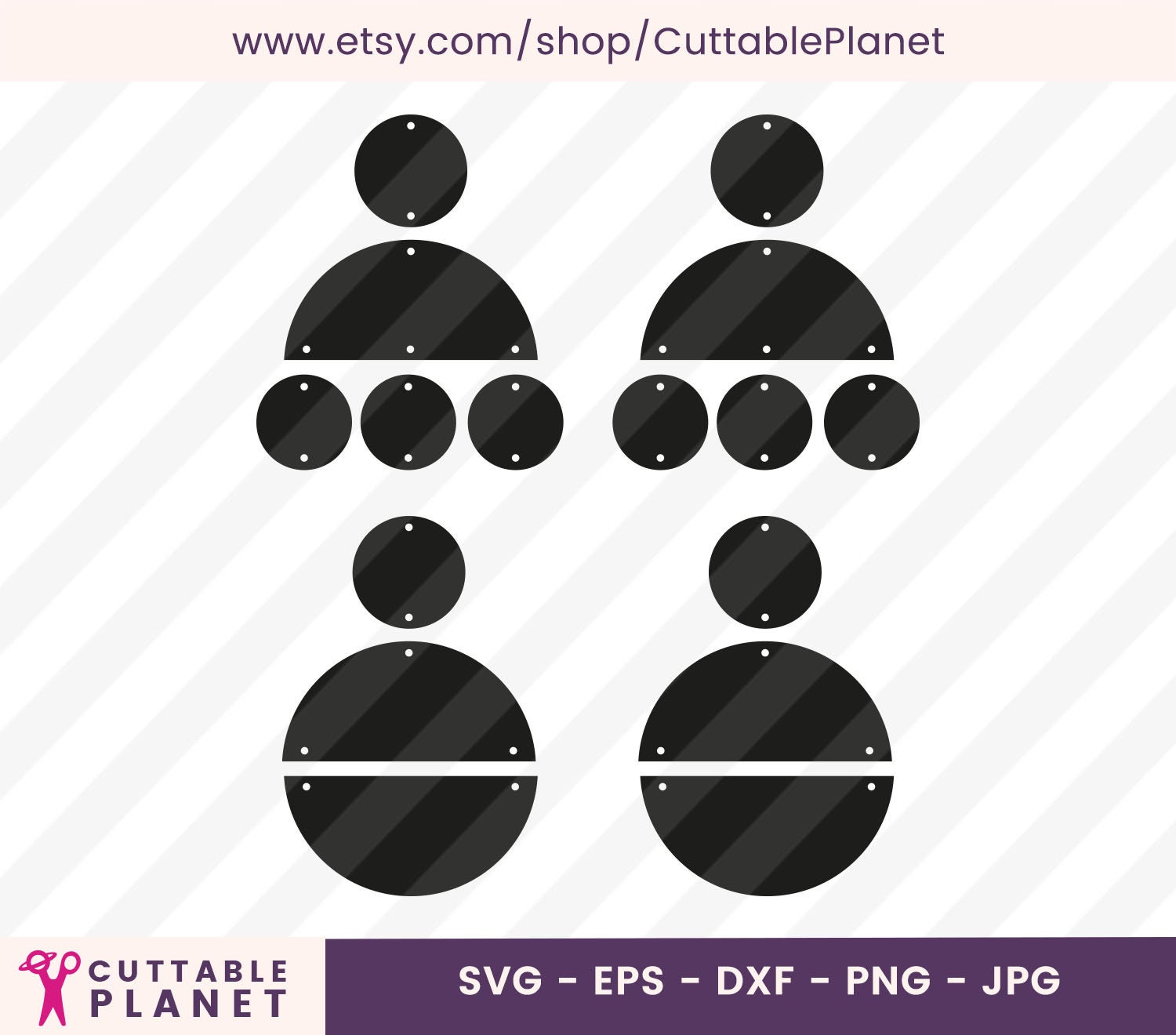 Round Compound Earrings Template Svg Dxf Eps Png Jpg - Etsy Canada