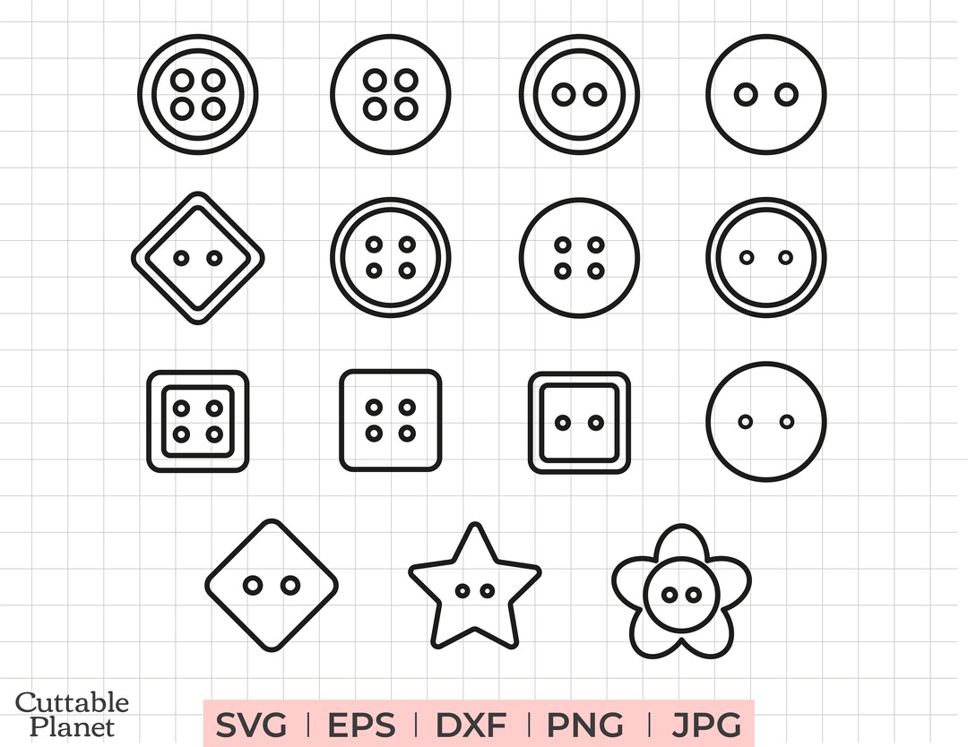 Sewing Button Outline Svg, Dxf, Eps, Png, Jpg, Button Svg, Button Png ...