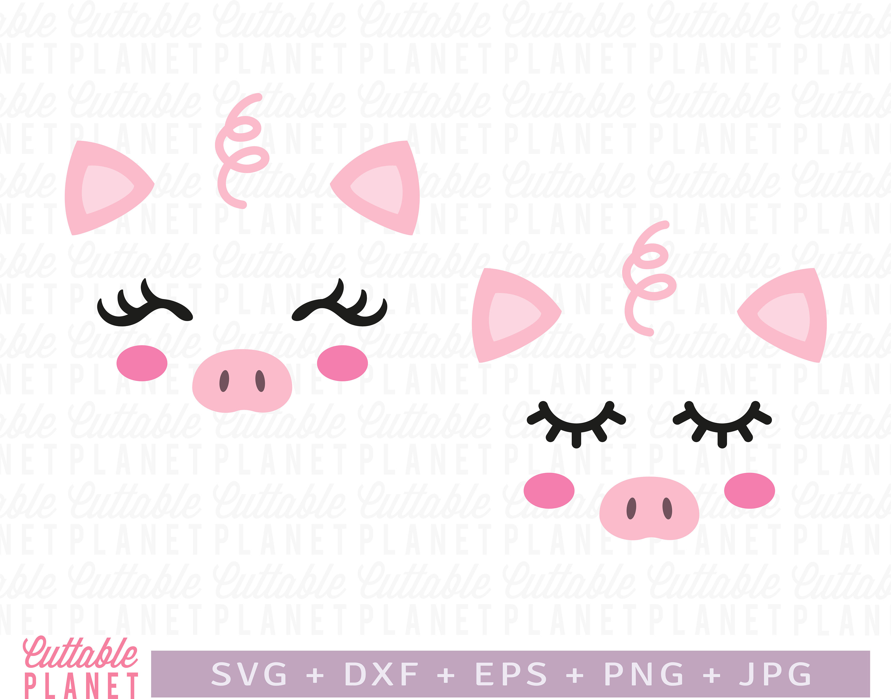Pig Face Svg Dxf Eps Png Jpg Pig Face Png Cute Pig Svg | Etsy UK