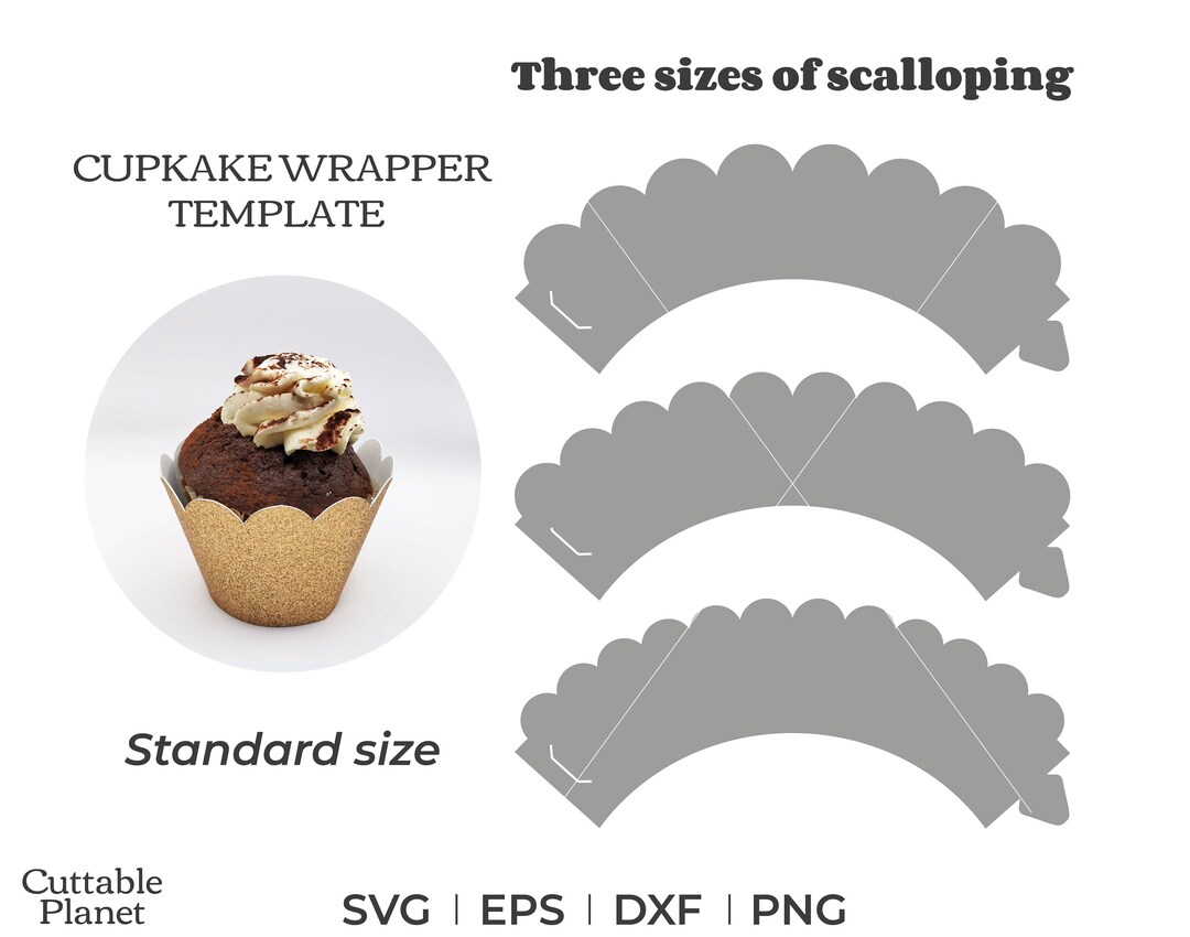 Cupcake Wrappers Template Svg, Dxf, Eps, Png, Cupcake Wrappers Svg ...