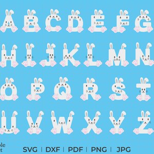 Bunny Alphabet Svg, Dxf, Eps, Png, Jpg, Easter Alhabet Clipart, Easter ...