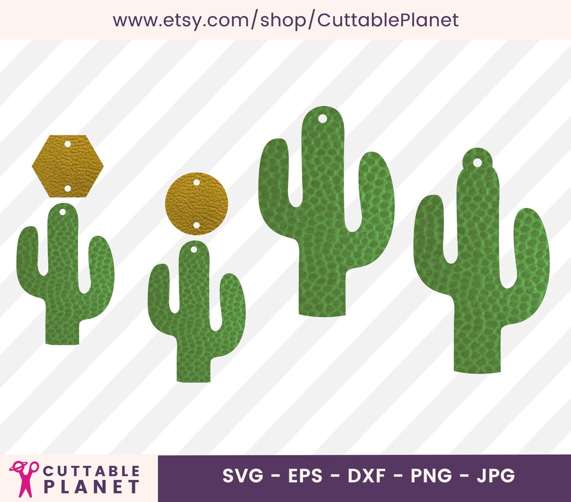 Cactus Earring Template Svg Dxf Eps Png Jpg Faux Leather | Etsy