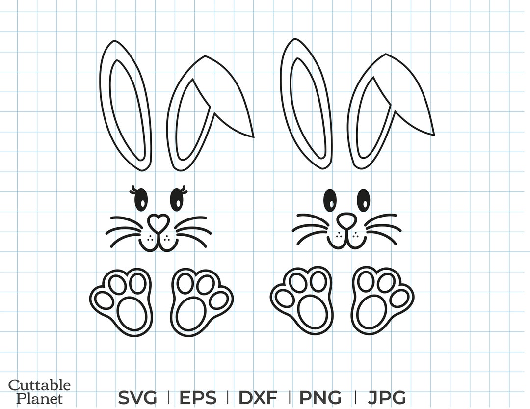 Bunny Face Svg, Bunny Front Svg, Dxf, Eps, Png, Jpg, Instant Download ...