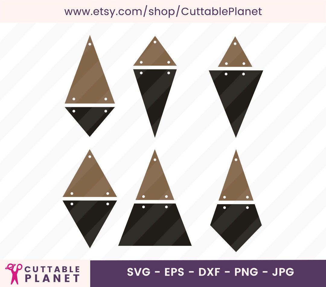 Hanging Triangle Earring Template Svg, Dxf, Eps, Png, Jpg, Compound ...