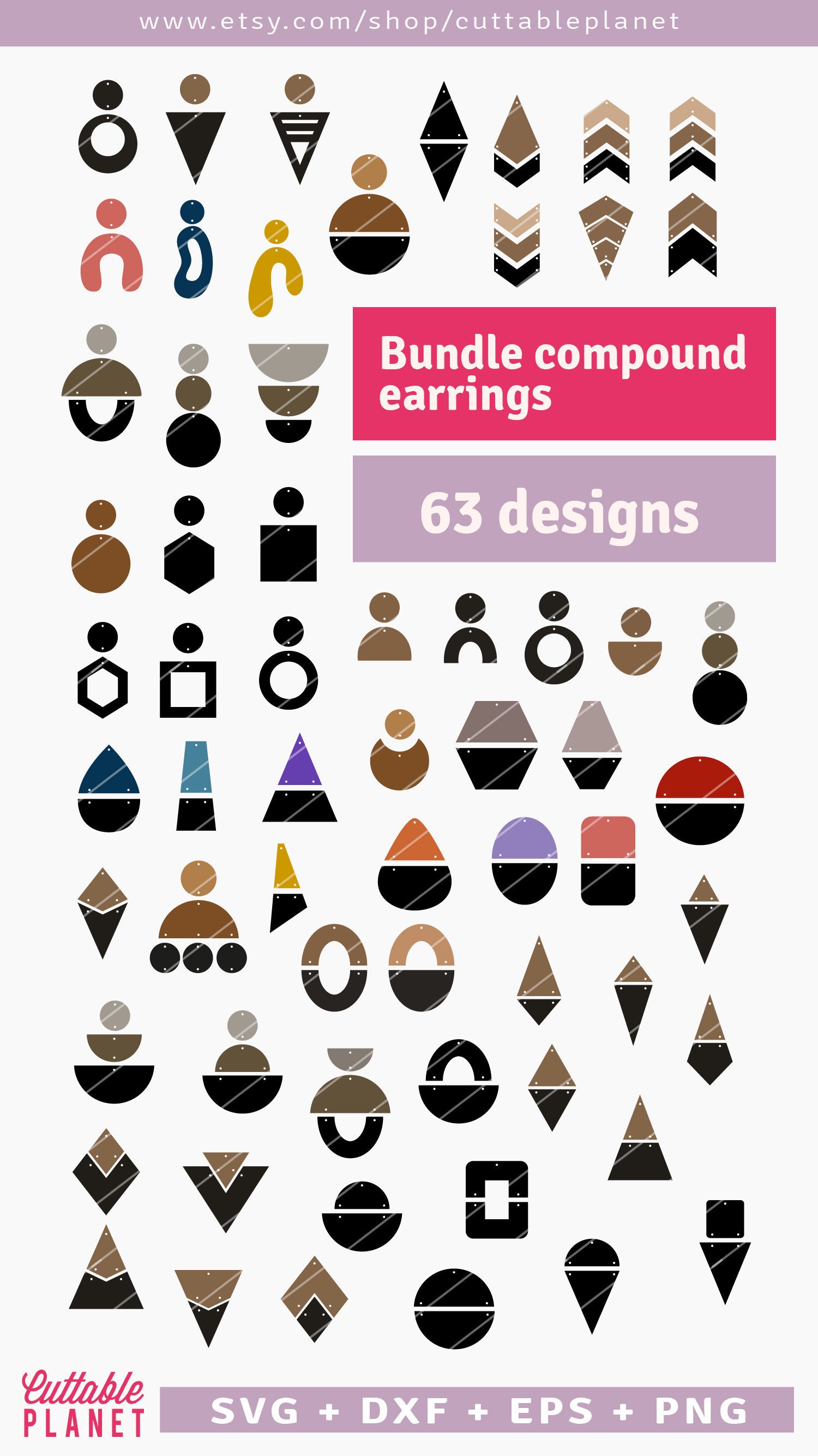 Bundle Compound Earrings Svg Dxf Eps Png Faux Leather - Etsy Australia