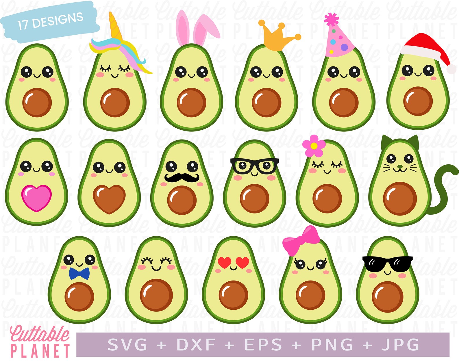 Aguacate svg dxf eps png jpg aguacate kawaii svg - Etsy España
