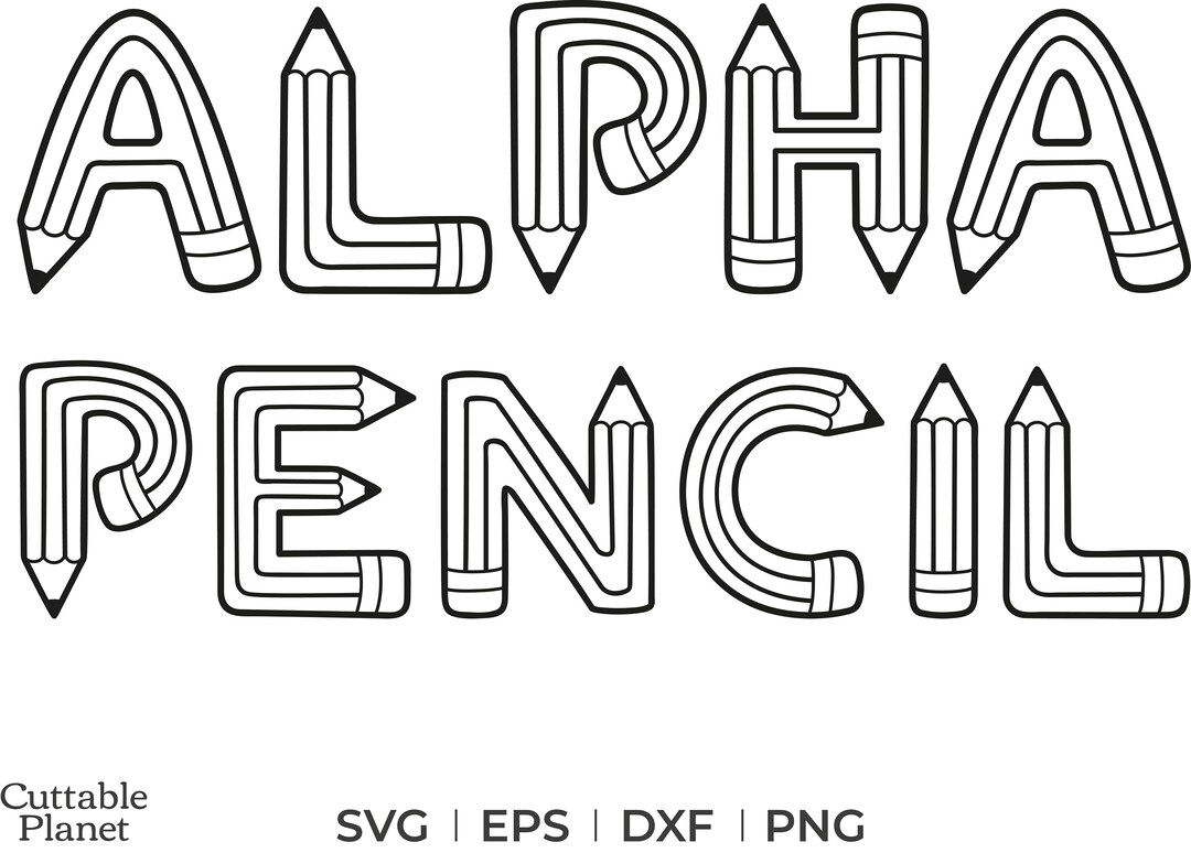Pencil Alphabet Outline Svg, Dxf, Eps, Png, Handwriting Pencil Letters ...