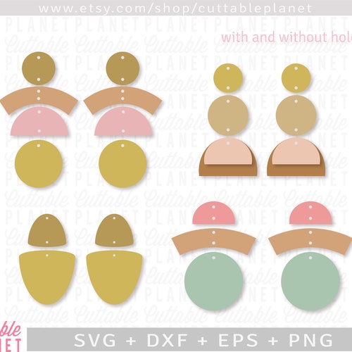 Two Parts Earrings Svg Dxf Eps Png Half Circle Earring - Etsy