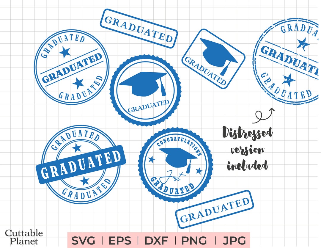 Graduate Svg, Graduated Svg, Graduation Stamp Svg, Dxf, Eps, Png, Jpg ...