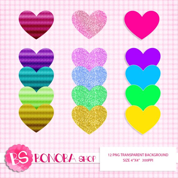 Items similar to 15 Clip Art Glitter Hearts PNG. INSTANT DOWNLOAD on Etsy