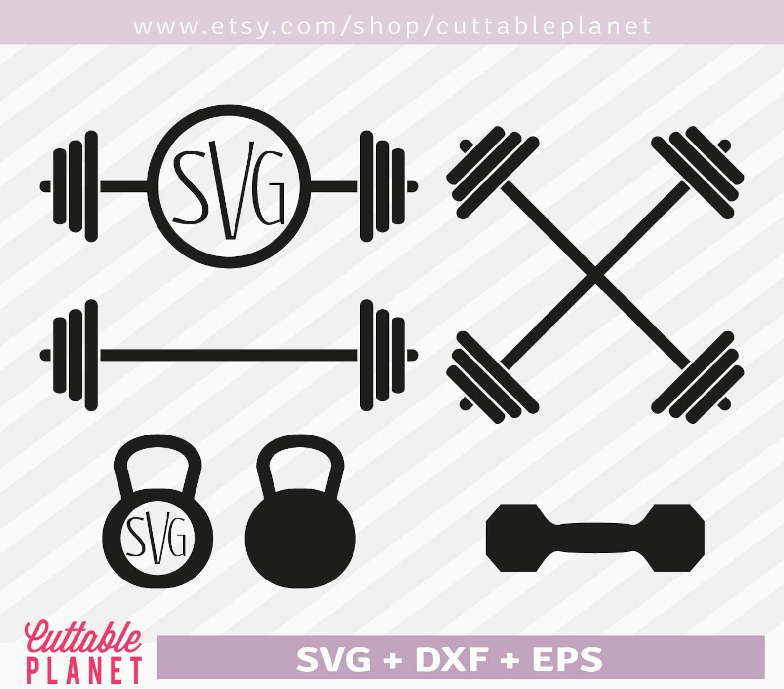 Barbell Svg Barbell Monogram Barbell Dxf Kettlebell Svg | Etsy