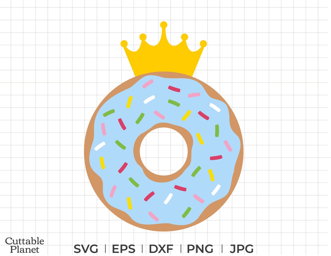 Donut With Crown Svg, Blue Donut Svg, Birthday Donut Svg, Dxf, Eps, Png ...