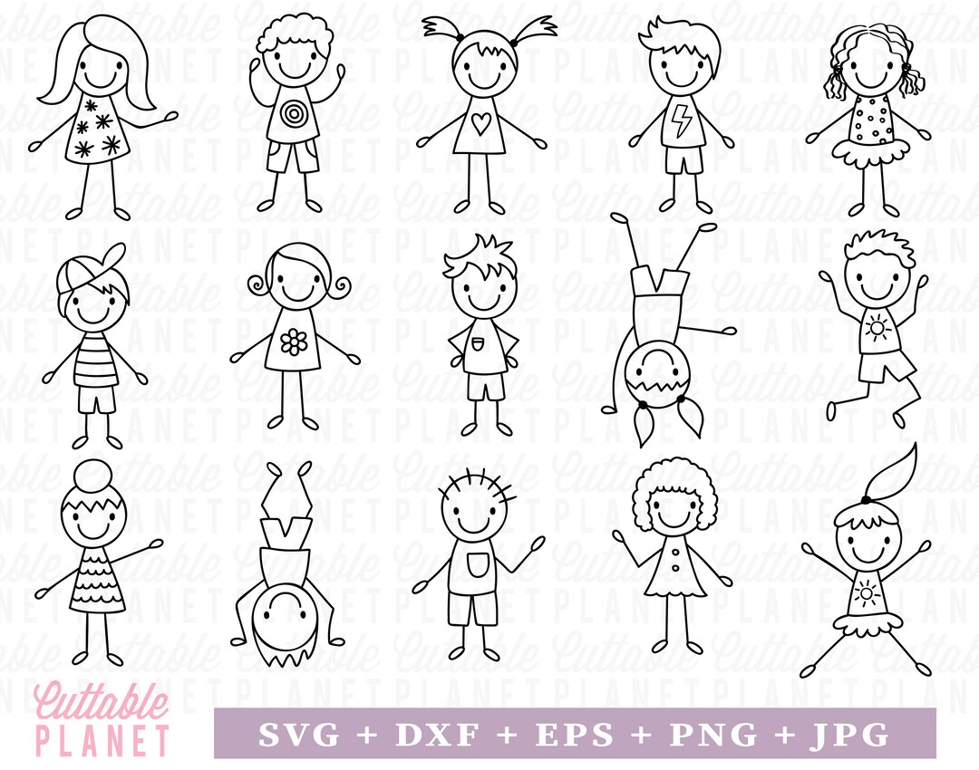 Stick Figure Svg, Bundle Stick Figures Outlined, Stick Figure Png ...