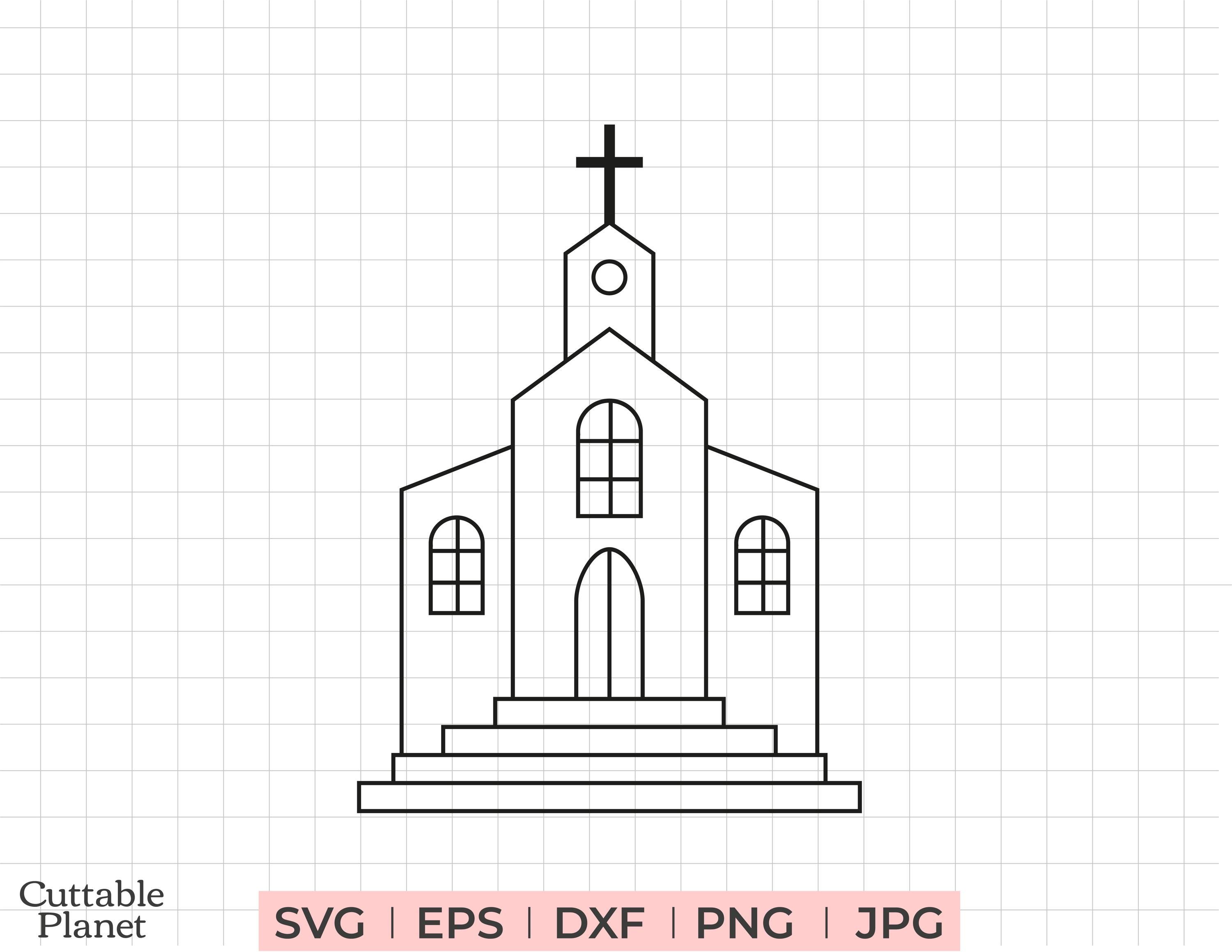 Church Outline Svg, Church Outline Png, Church Outline Clip Art, Eps ...