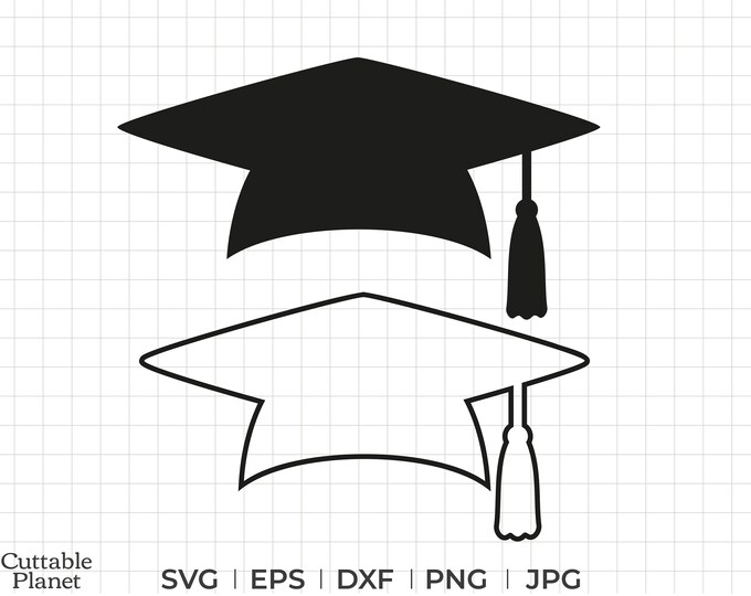 Graduation Grad Cap Silhouette Instant Download Includes Cricut, Cameo ...