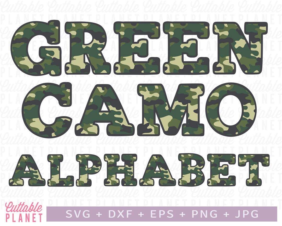 Camo Alphabet Svg, Dxf, Eps, Png, Jpg, Green Camo Alphabet Clipart ...