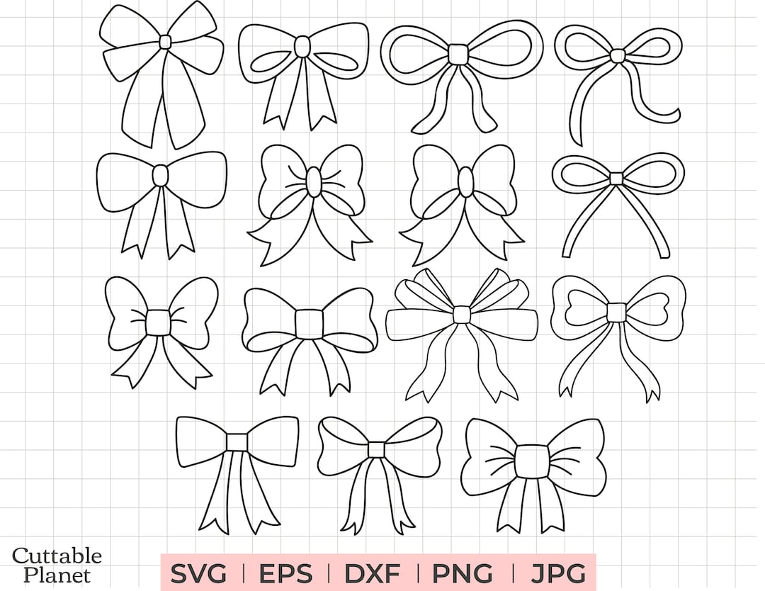 Bow Outline Svg, Png, Jpg, Dxf, Eps, Bow Outline Png, Bow Outline Dxf ...