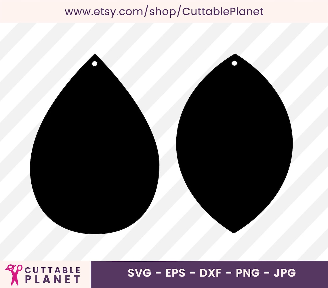 Teardrop Earrings Template Svg Dxf Eps Png Jpg Leaf - Etsy