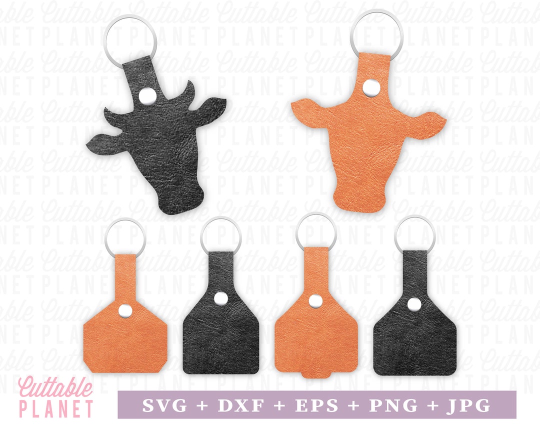 Cow Ear Tag Keychain Svg, Eps, Dxf, Png and Jpg, Cow Ear Tag Key Chain ...