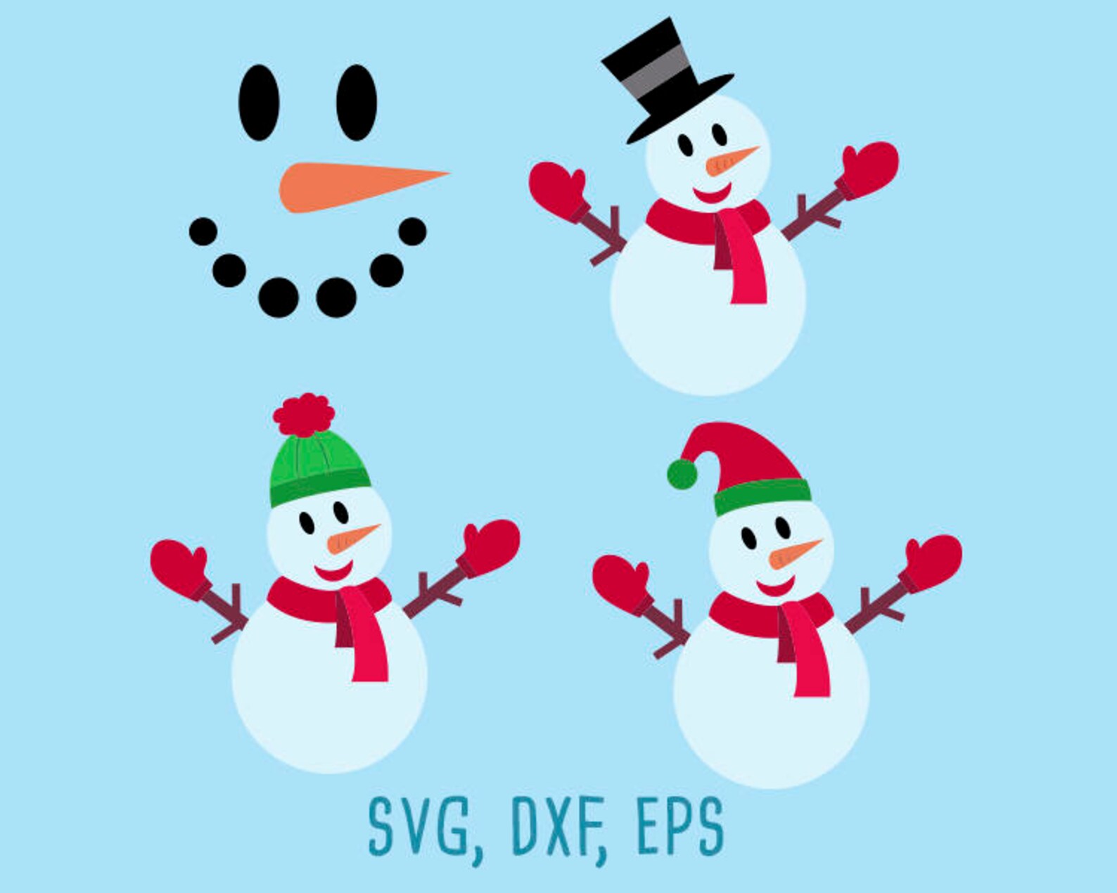 Snowman Svg Snowman Dxf Snowman Eps Face Snowman Svg | Etsy