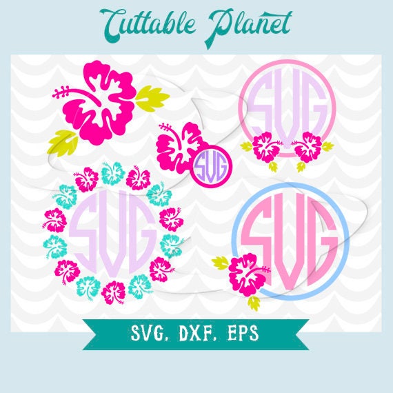 Hibiscus flower svg hibiscus monogram svg hawaiian flower | Etsy