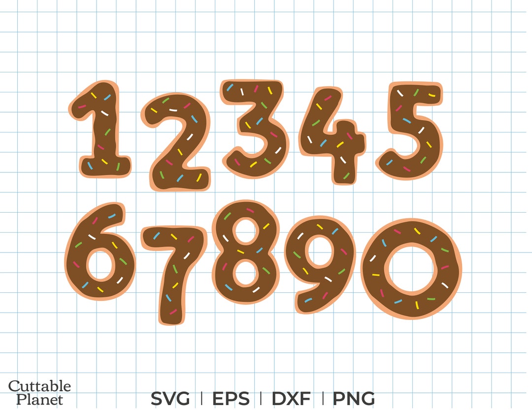 Chocolate Donut Numbers Svg, Chocolate Donut Numbers Png, Dxf, Eps ...