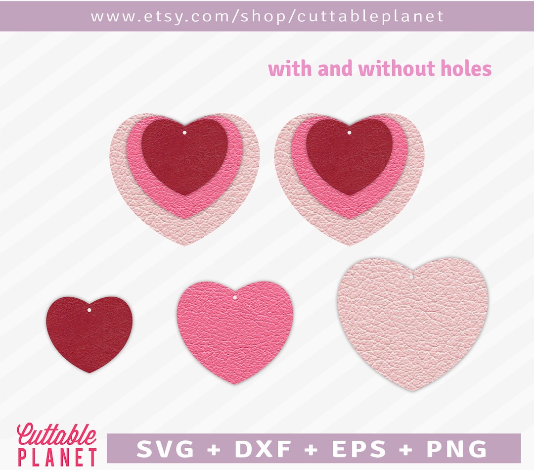 Stacked Heart Earring Template Svg, Dxf, Eps, Png, Jpg, Layered Heart ...