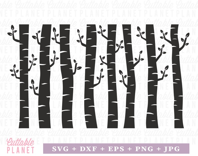 Birch Silhouette Svg Dxf Eps Png Jpg Birch Tree Trunk - Etsy