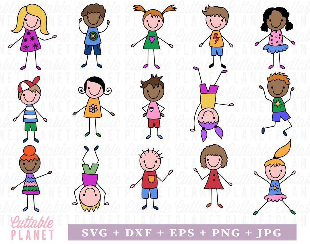 Stick Figure Color Svg, Eps, Dxf, Png, Jpg, Stick Figure Bundle Svg ...