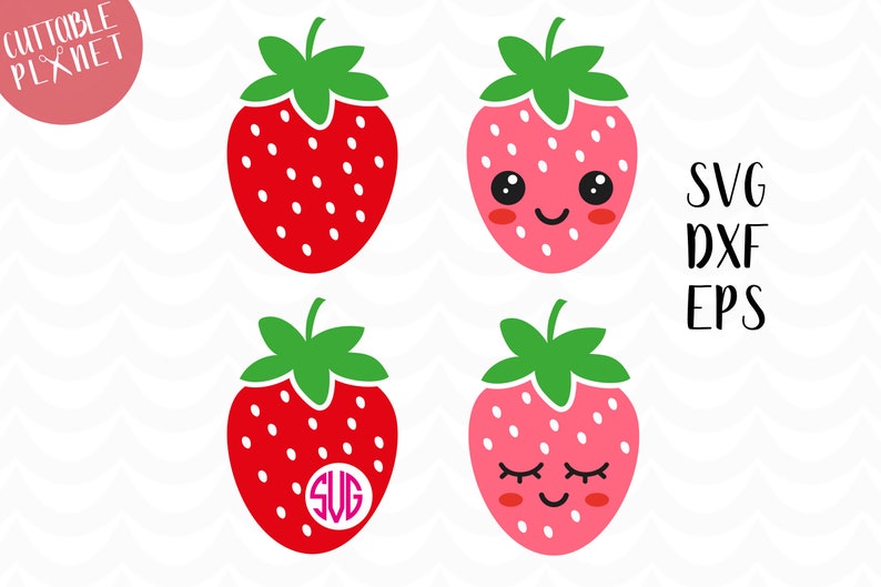 Fresa svg dxf eps fresa linda kawaii fresa svg | Etsy