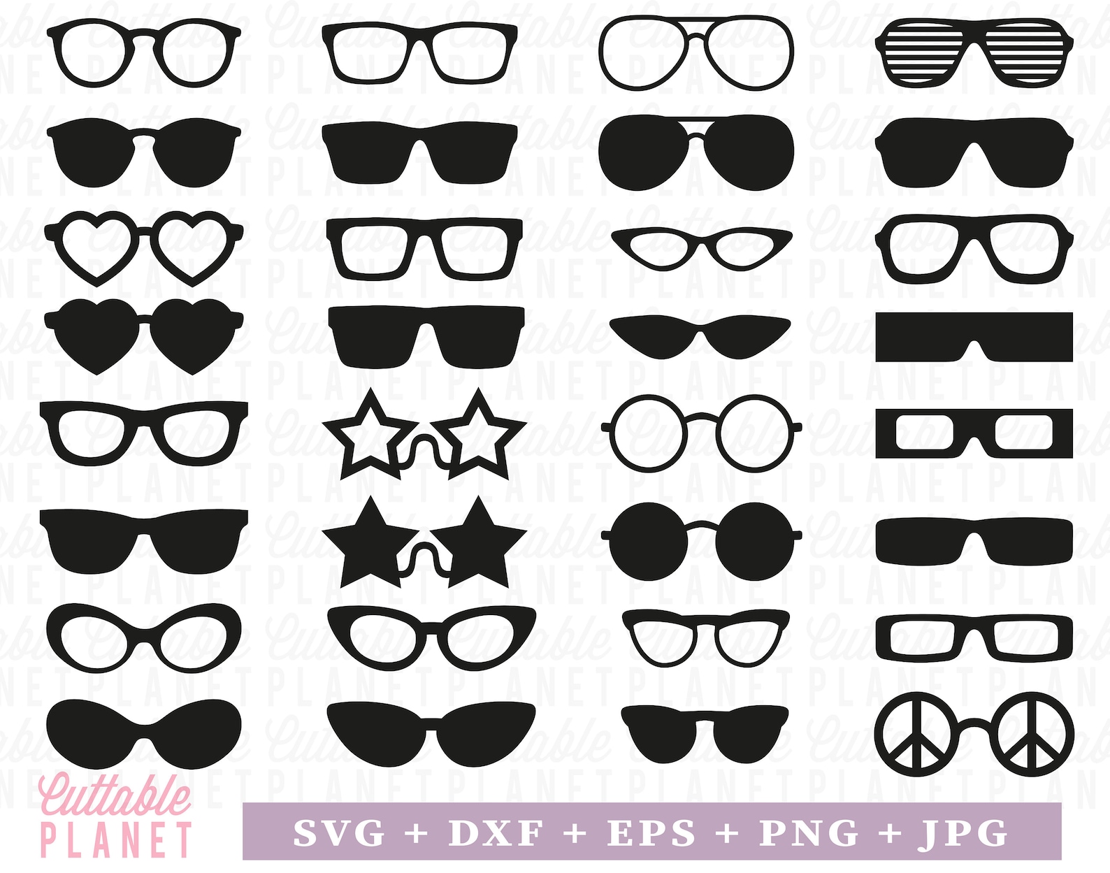 Glasses Set Svg Dxf Eps Png Jpg Glasses Bundle Svg - Etsy