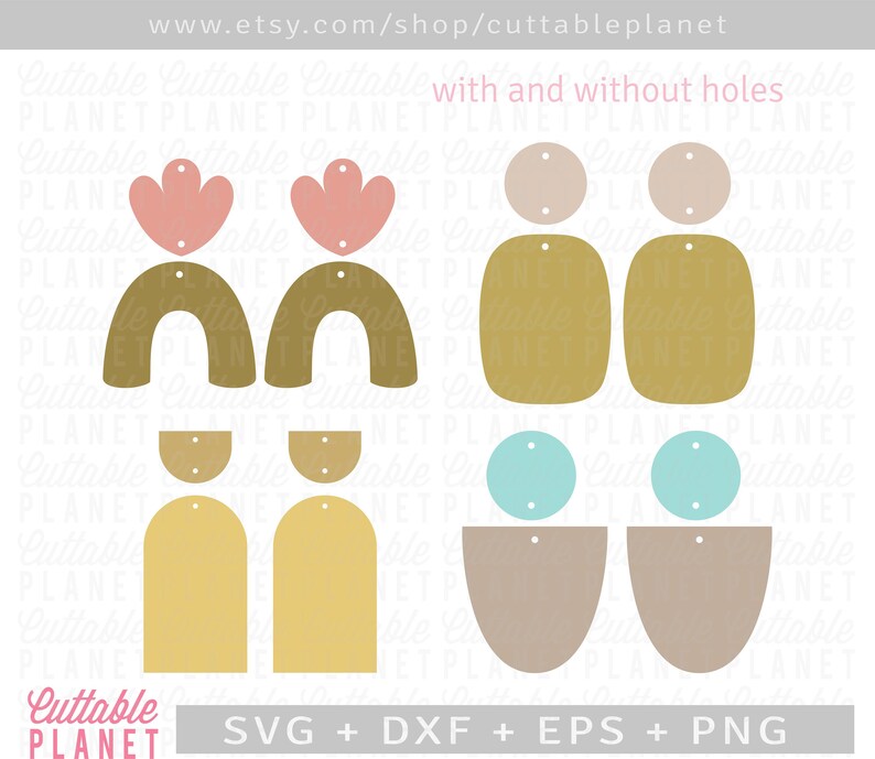 Two Parts Earrings Svg Dxf Eps Png Semicircle Earring Svg - Etsy