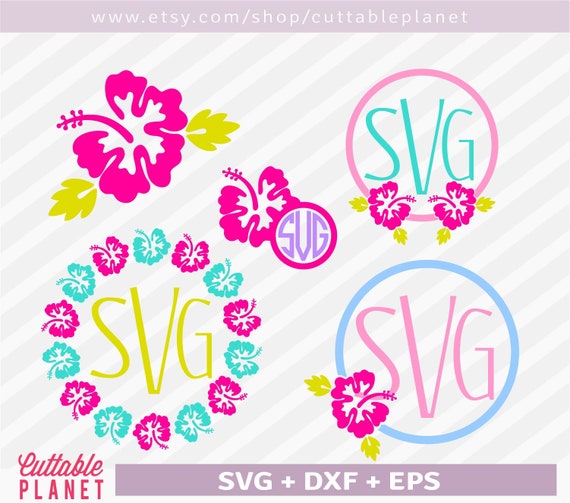 Hibiscus Flower Svg Hibiscus Monogram Svg Hawaiian Flower - Etsy