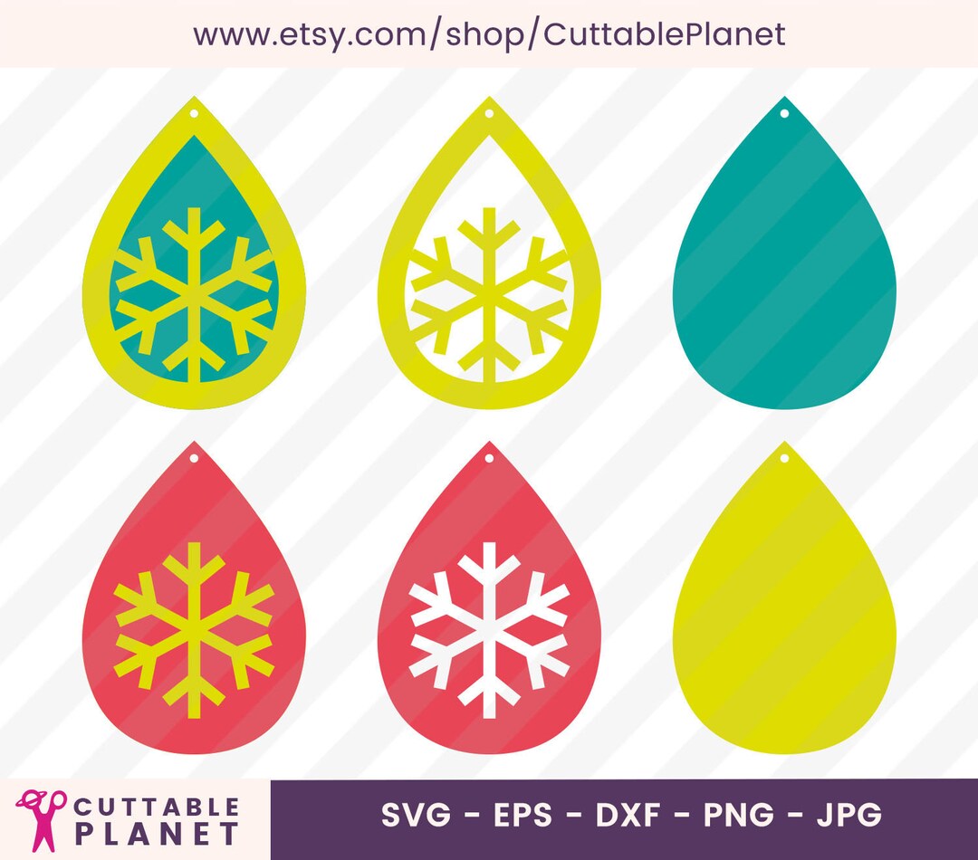Snowflake Earring Svg Dxf Eps Png Jpg Snowflake Template - Etsy