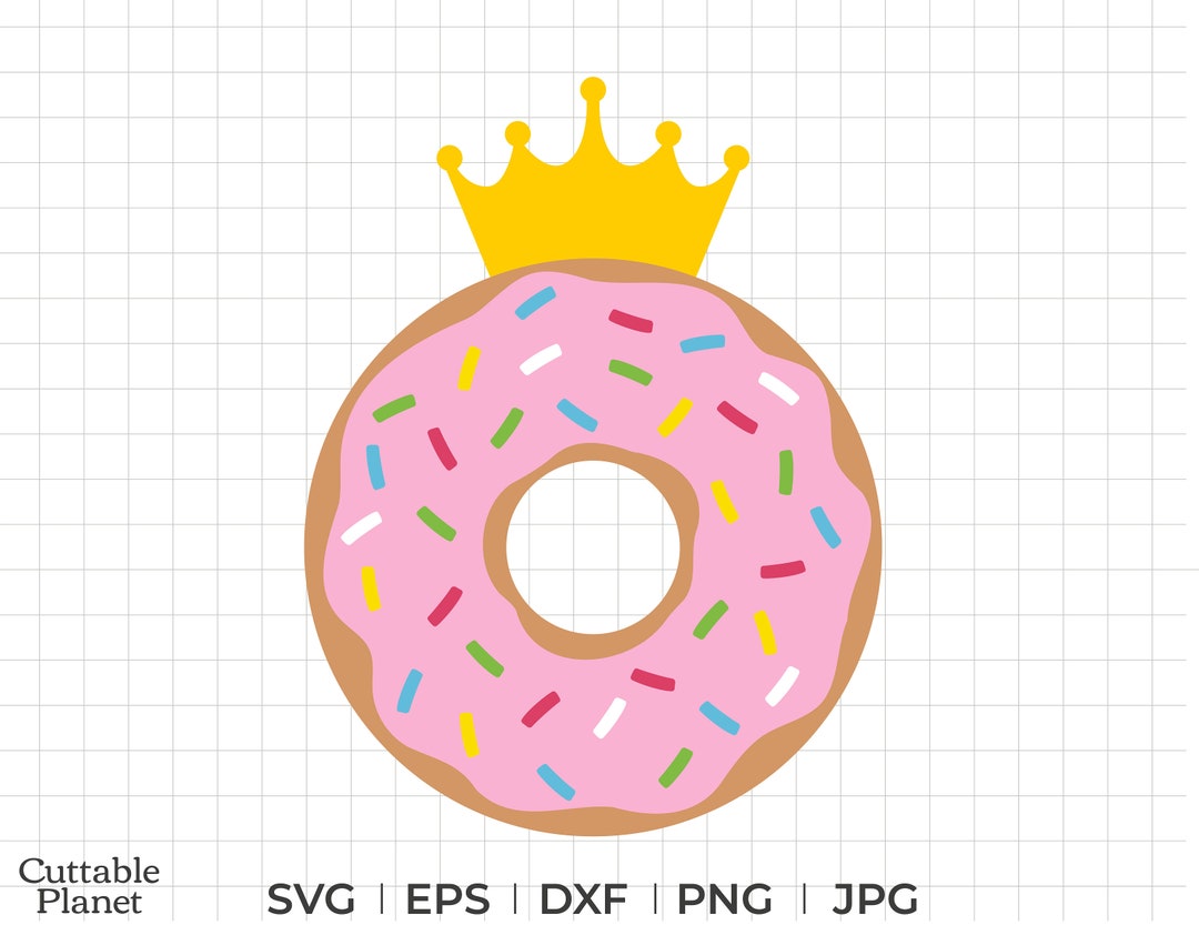 Donut With Crown Svg, Pink Donut Svg, Birthday Donut Svg, Dxf, Eps, Png ...