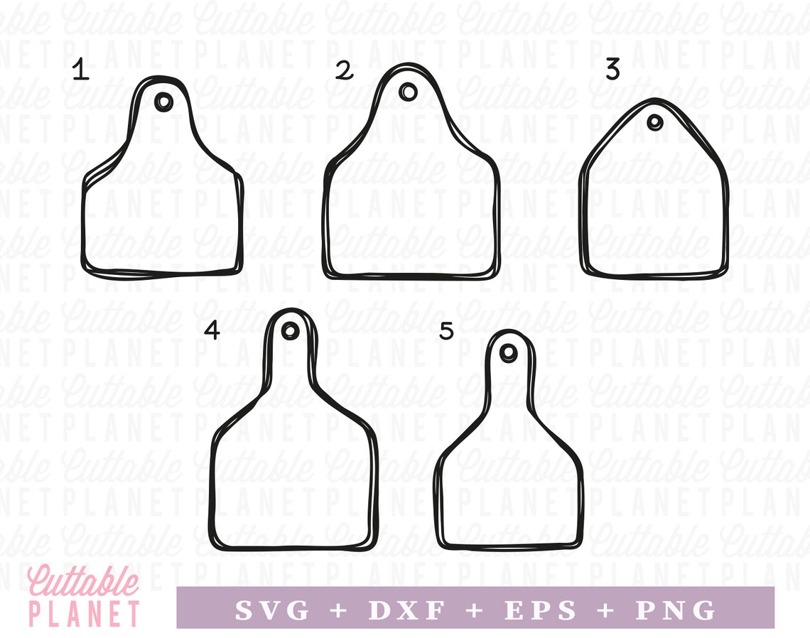 Hand Drawn Cow Tag Outline Svg Dxf Eps Png Cow Ear Tag - Etsy Australia