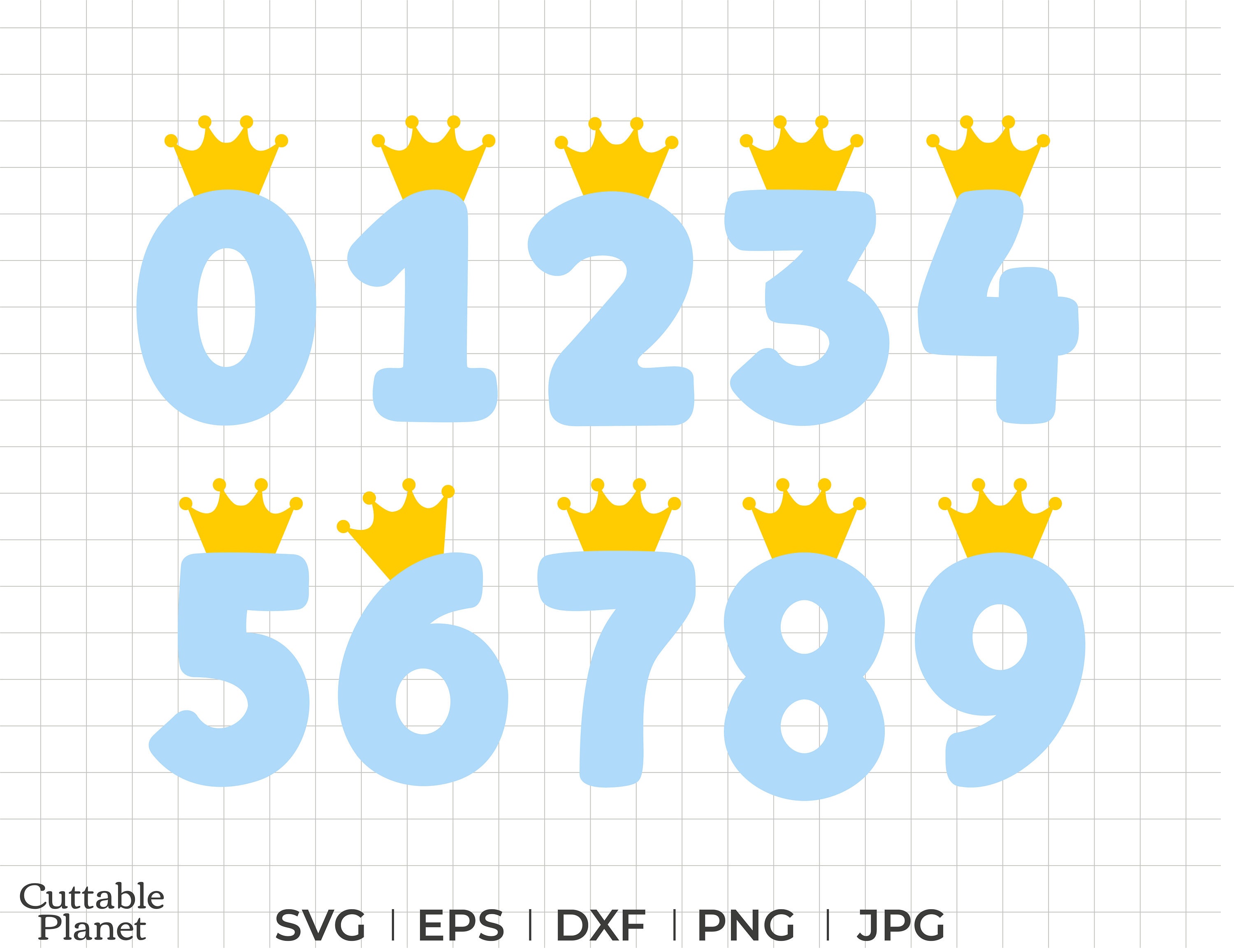 Numbers With Crown Svg, Dxf, Eps, Png, Birthday Numbers Svg, Blue ...