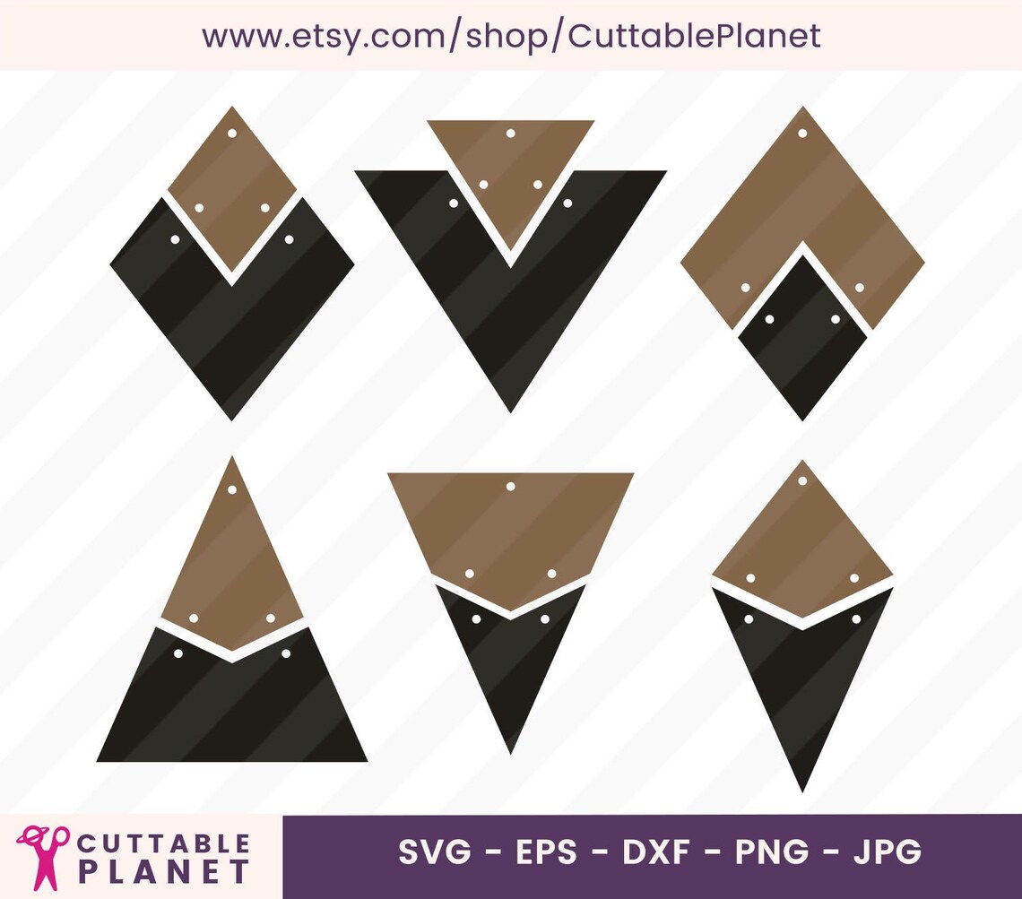 Hanging Chevron Earring Template Svg Dxf Eps Png Jpg - Etsy