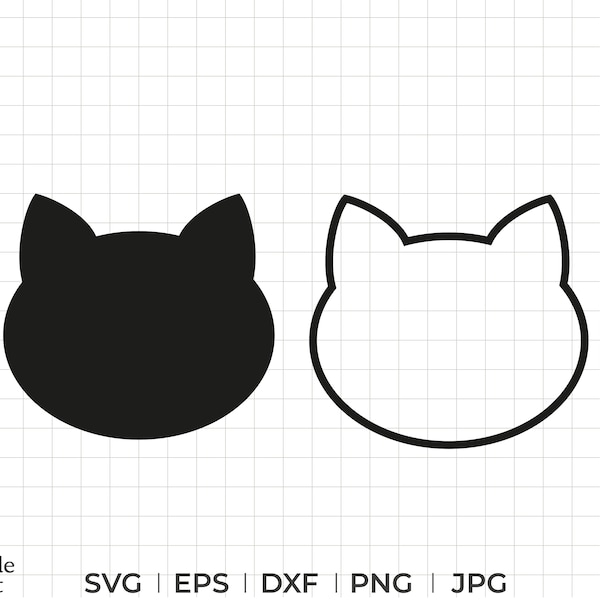 Outline Cat Head - Etsy