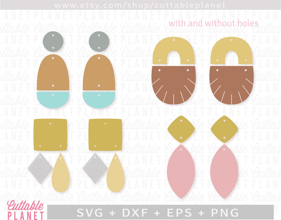 Dangle Earrings Svg, Three Parts Earrings Svg, Dxf, Eps, Png, Teardrop ...