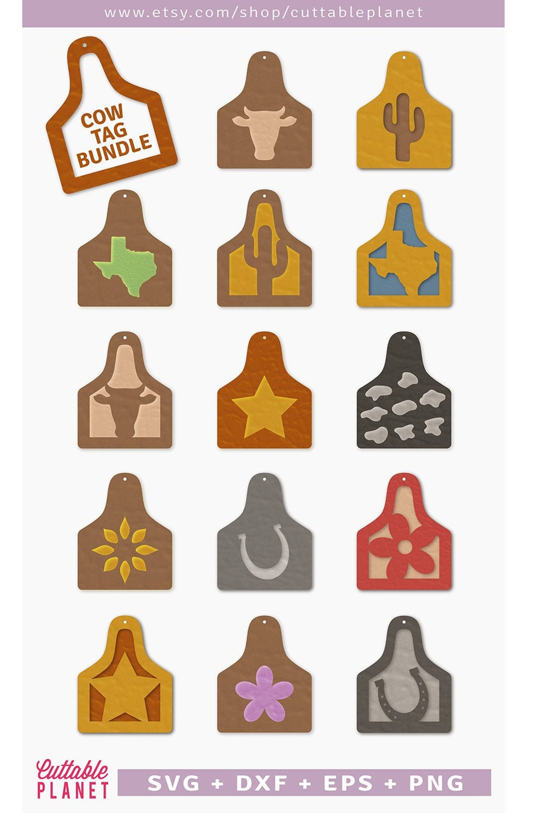 Cow Tag Bundle Svg Dxf Eps Png Cow Tag Earring Template - Etsy