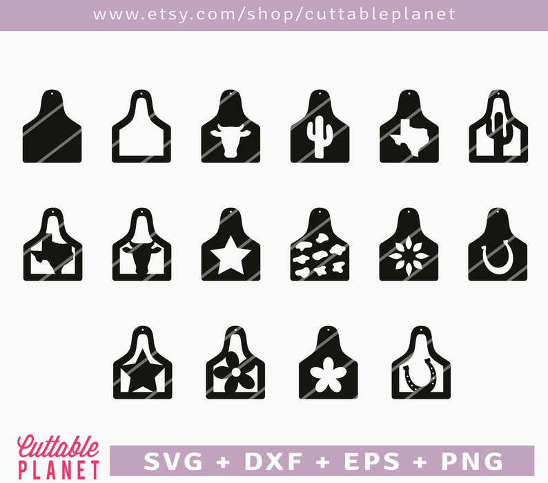 Cow Tag Bundle Svg Dxf Eps Png Cow Tag Earring Template - Etsy