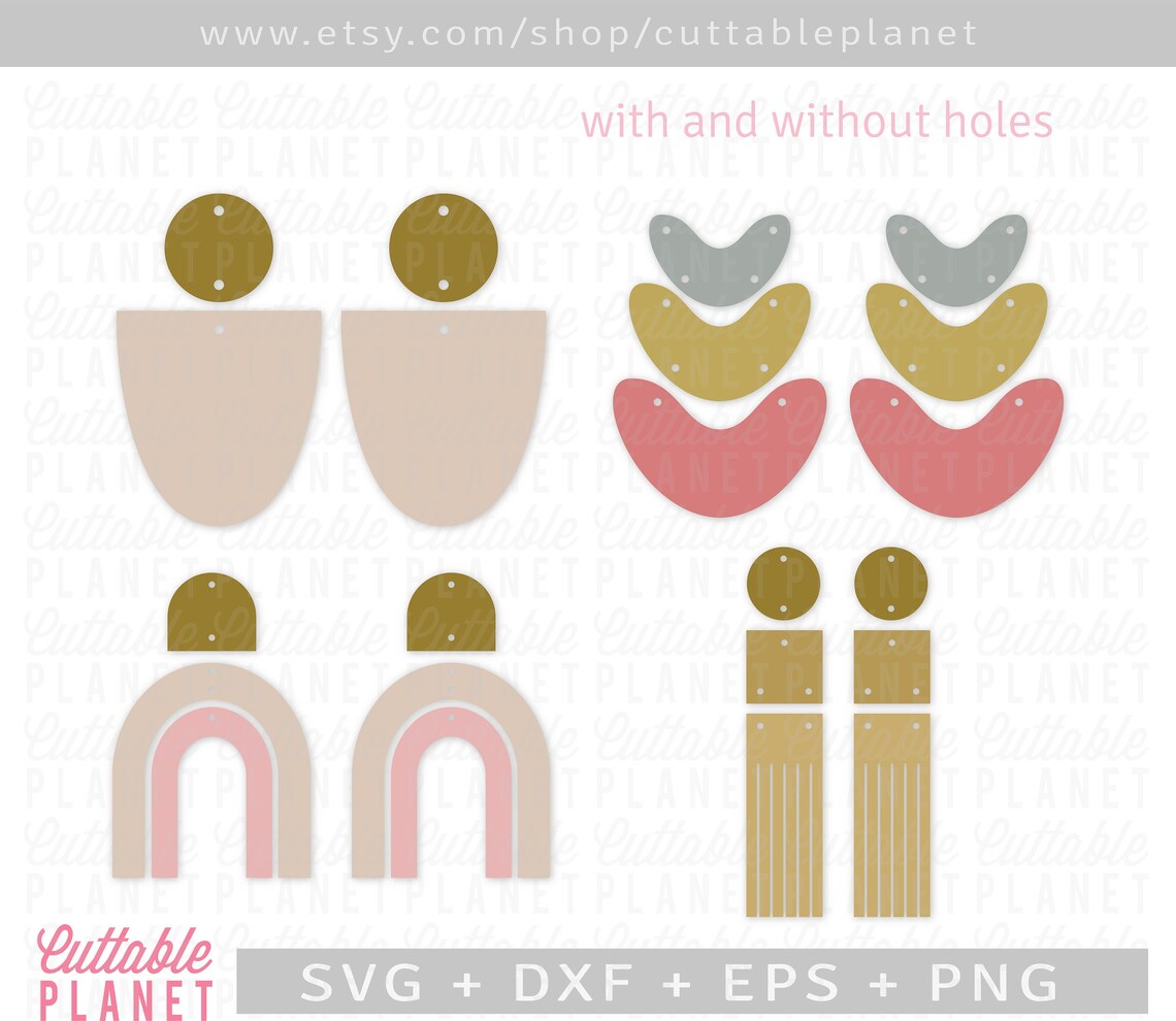 Half circle svg earrings rainbow earrings svg three parts | Etsy