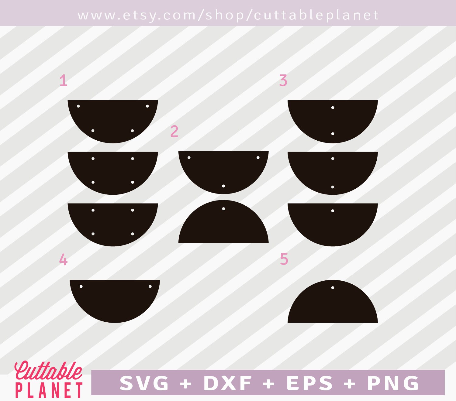 Semicircle Earring Template Svg Dxf Eps Png Semicircle - Etsy